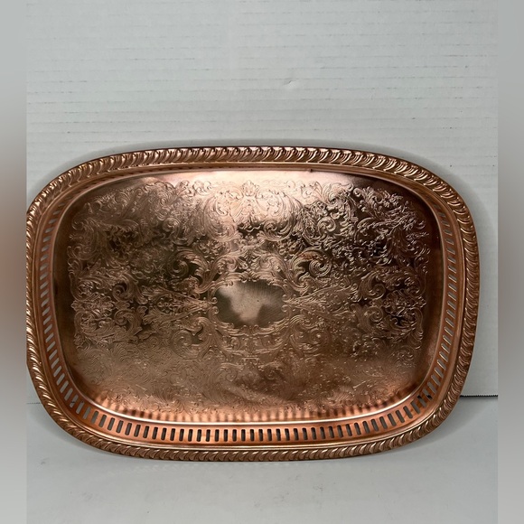 Coppercraft | Kitchen | Vintage Copper Serving Tray W Filigree Cut Outs ...